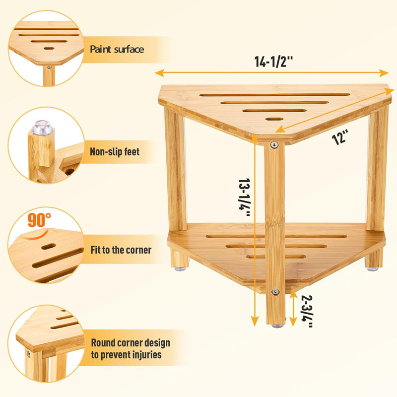 Lark Manor™ Corner Shower Stool,Bamboo | Wayfair